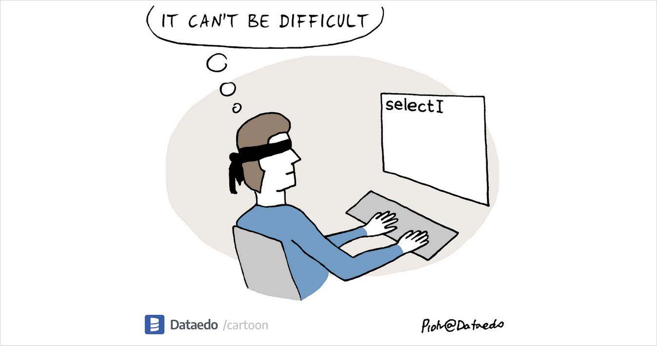 Querying in the dark - Dataedo Data Cartoons