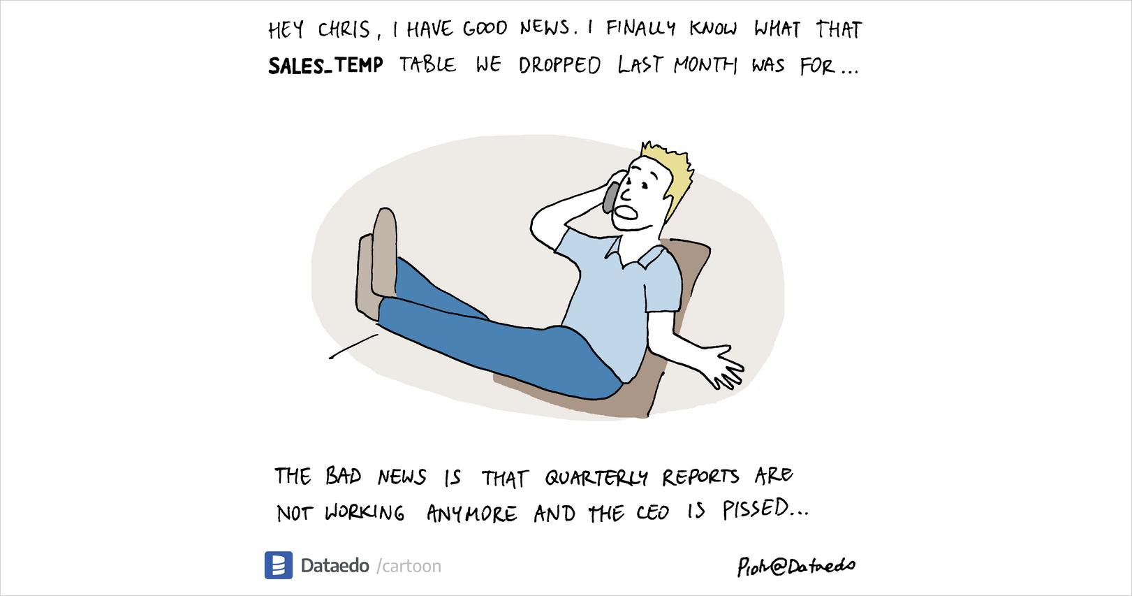 Remember that sales_temp tab? - Dataedo Data Cartoons