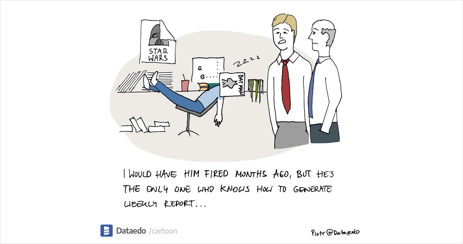 The only one who knows weekly report - Dataedo Data Cartoons